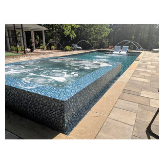 Gorgeous Glass Tile 360 Spillover Spa and lap pool - Traditional - Pool ...