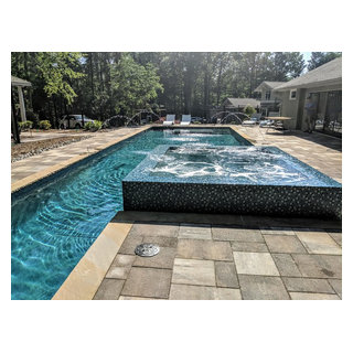 Gorgeous Glass Tile 360 Spillover Spa and lap pool - Traditional - Pool ...