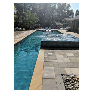 Gorgeous Glass Tile 360 Spillover Spa and lap pool - Traditional - Pool ...