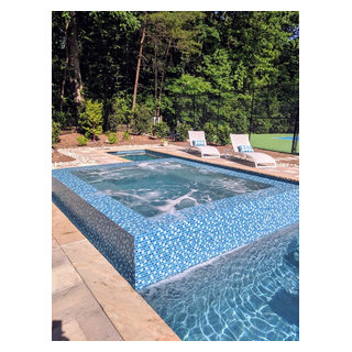 Gorgeous Glass Tile 360 Spillover Spa and lap pool - Traditional - Pool ...