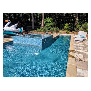 Gorgeous Glass Tile 360 Spillover Spa and lap pool - Traditional ...