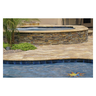 Gorgeous Jacuzzi with Slate Ledger Panels - Mediterranean - Pool ...