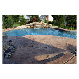 Hanover Township custom pool with boulder waterfall - Traditional ...