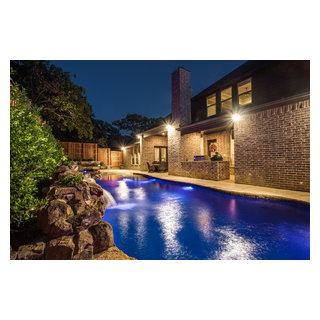 Highland Village, TX - Blue Falls Hideaway - Linear Custom Pool and Spa ...
