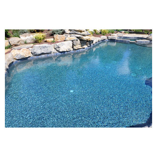 In Ground pool with Boulder Waterfall and Large Spa - Contemporary ...