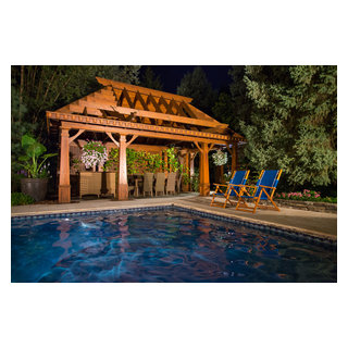 In ground Pool with Cedar Gazebo / Pergola / Cabana - Traditional ...