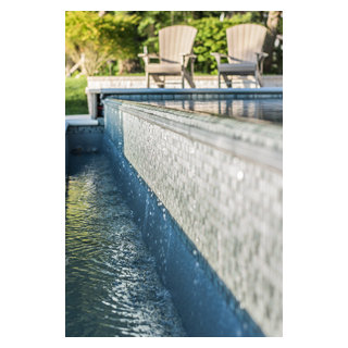 Infinity Edge Fiberglass Pool with Automatic Cover - Beach Style - Pool ...