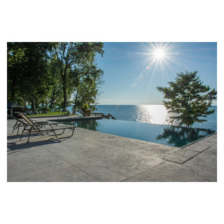 Infinity Edge Fiberglass Pool with Automatic Cover - Beach Style - Pool ...