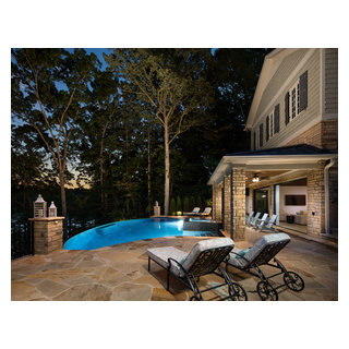 Infinity Edge Pool with Knife Edge Spa and Pool House - Traditional ...