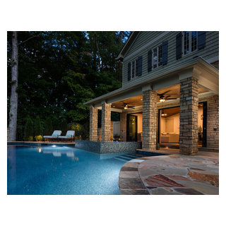 Infinity Edge Pool with Knife Edge Spa and Pool House - Traditional ...