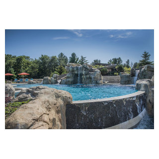 Infinity Edge Pool with Waterfalls and Slide - Pool - Chicago - by ...