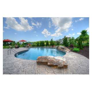 Inground Pool with Rock Waterfall - Contemporary - Pool - Philadelphia ...