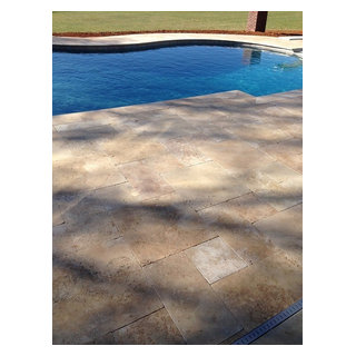 Ivory Travertine - Jumbo French Pattern Pavers - Traditional - Pool ...