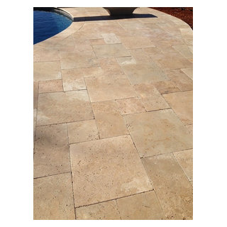 Ivory Travertine - Jumbo French Pattern - Traditional - Pool - Other ...