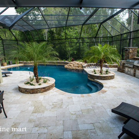 Travertine Pool Deck - Photos & Ideas | Houzz