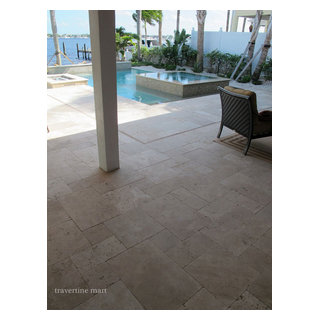 Ivory Tumbled Travertine Pool Tiles and Pavers - Modern - Pool - Miami ...