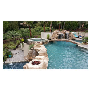 Lagoon 3 level pool - Tropical - Pool - Raleigh - by Creative Rock ...