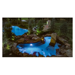 Lakeview Pool, Stream & Natural Boulder Spa - Transitional - Pool ...