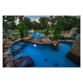 Lakeview Pool, Stream & Natural Boulder Spa - Transitional - Pool ...