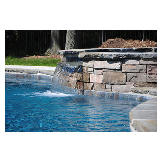 Lazy River Pool with Raised Spa and Dive Rock - Traditional - Pool ...