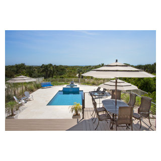 Linear Pool with Elevated Spa and Fire Bowl - Contemporary - Pool ...