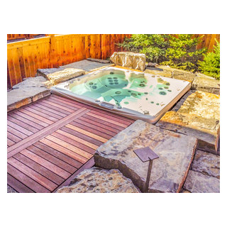 Maintenance-Free Backyard Featuring Custom Batu Wood Utility Hatch ...