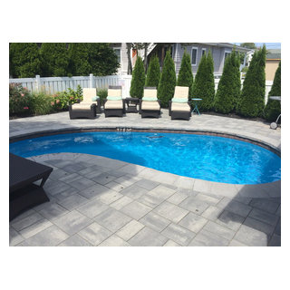 Masonry Chimney Work & Pavers around pool - Transitional - Pool ...