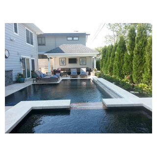 Mirror Edge Pool, with Attached Spa. Pebbletec Finish, outdoor living ...