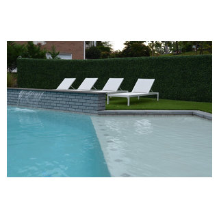 Modern Pool with Artificial Turf & Boxwood - Modern - Pool - Other - by ...
