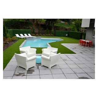 Modern Pool with Artificial Turf & Boxwood - Modern - Pool - Other - by ...