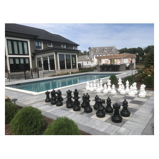 Modern Pool with Over-sized Chess Game - Modern - Swimming Pool & Hot Tub - Detroit - by ...