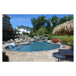 Mountain Lake style salt water in-ground pool with Waterfall ...