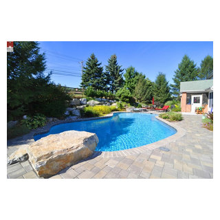 Mountain Lake style salt water inground pool with Spa - Pool ...