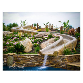 Multi Tiered Water Feature with Slide - Contemporary - Pool ...