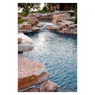 Natural Hill Country Multi Level Pools - Rustic - Swimming Pool & Hot ...