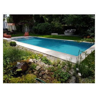 NIVEKO POLYSTONE ÜBERLAUFBECKEN ADVANCE 10,00 x 4,00 x 1,50 m in grau - Contemporain - Piscine ...