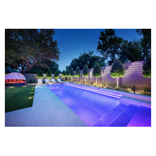 North Dallas Full Property Modern Landscape Design + Pool - Modern ...