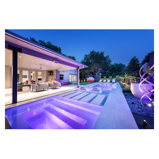 North Dallas Full Property Modern Landscape Design + Pool - Modern ...