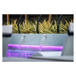 North Dallas Full Property Modern Landscape Design + Pool - Modern ...