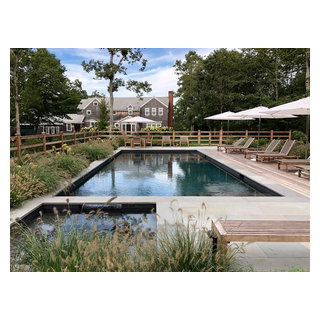 Ocean Blue Pebble Sheen w/ Antracite Tile - Beach Style - Pool - Boston ...