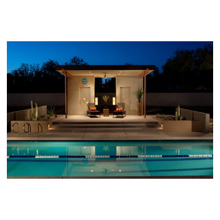 olympic length pool and contemporary ramadas 2 - Southwestern - Pool ...