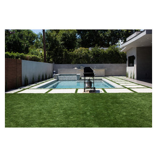 Outdoor Cooking Area, Pool, Artificial Turf and Concrete - Contemporary ...