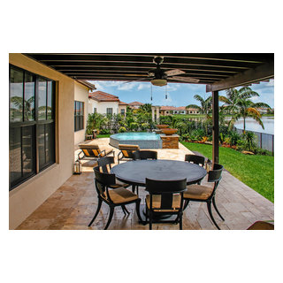 Outdoor Kitchen For Swim Spa with Custom Fire Bowls in Cooper City ...