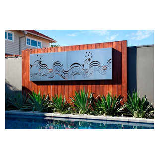 Outdoor living: By the pool with Entanglements laser cut metal art ...