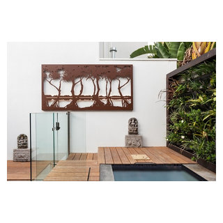 Outdoor living: By the pool with Entanglements laser cut metal art ...