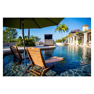 Outdoor TV lift Sunbrella cabinet to protect & watch TV by pool area ...