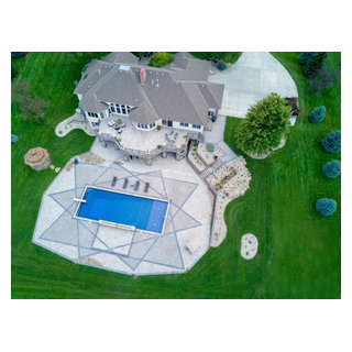 Overhead View of Amazing Swimming Pool, Patio, and Landscape - Pool ...