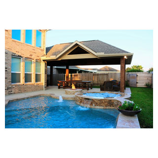 Patio Cover and Pool with Spa and Fire Feature in Long Meadow Farms ...