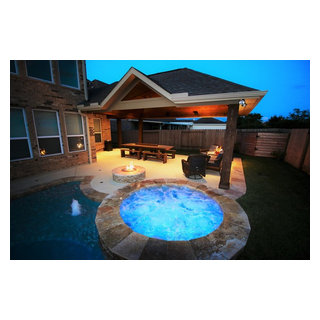 Patio Cover and Pool with Spa and Fire Feature in Long Meadow Farms ...