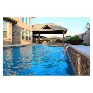 Patio Cover and Pool with Spa and Fire Feature in Long Meadow Farms ...